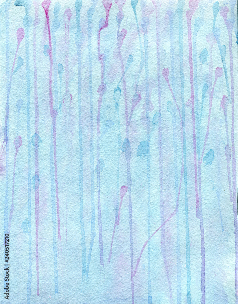 Watercolor hand drawn background, in blue and pink colors, with texture ...