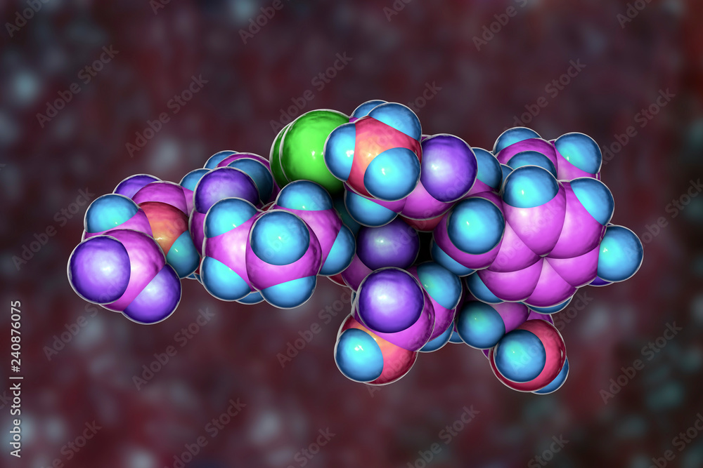 Molecule of oxytocin, a hormone released from the neurohypophysis, 3D ...