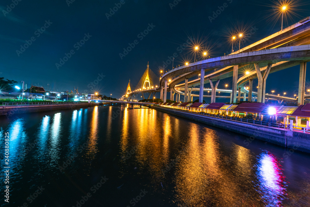 Bhumibol Bridge in Thailand, also known as the Industrial Ring Road ...