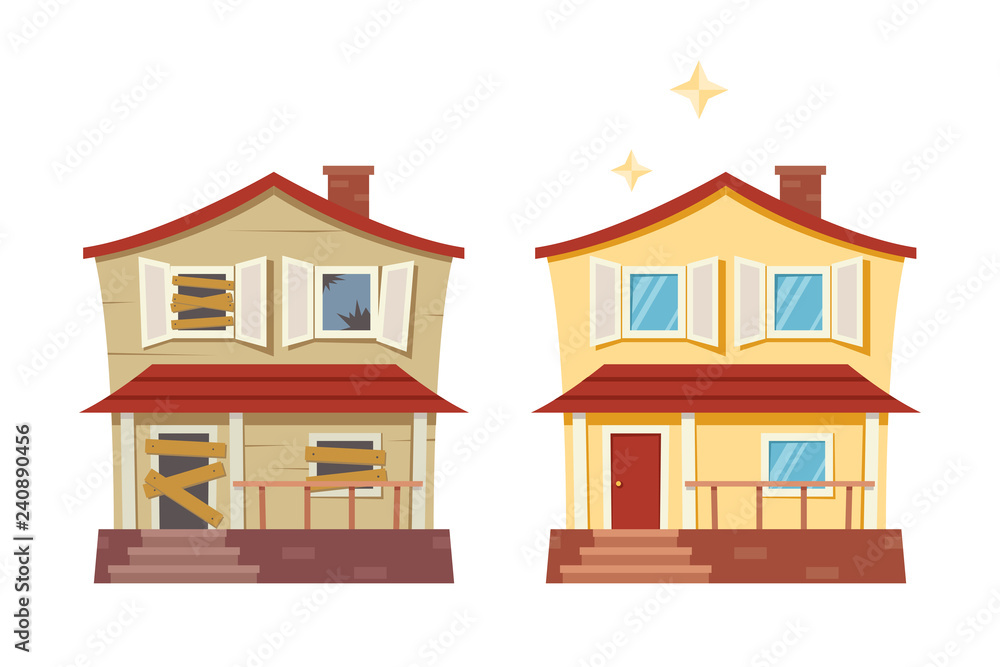 House before and after repair. Old run-down house remodeled into cute ...