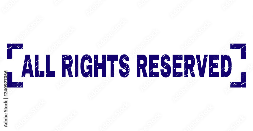 ALL RIGHTS RESERVED caption seal print with distress effect. Text ...