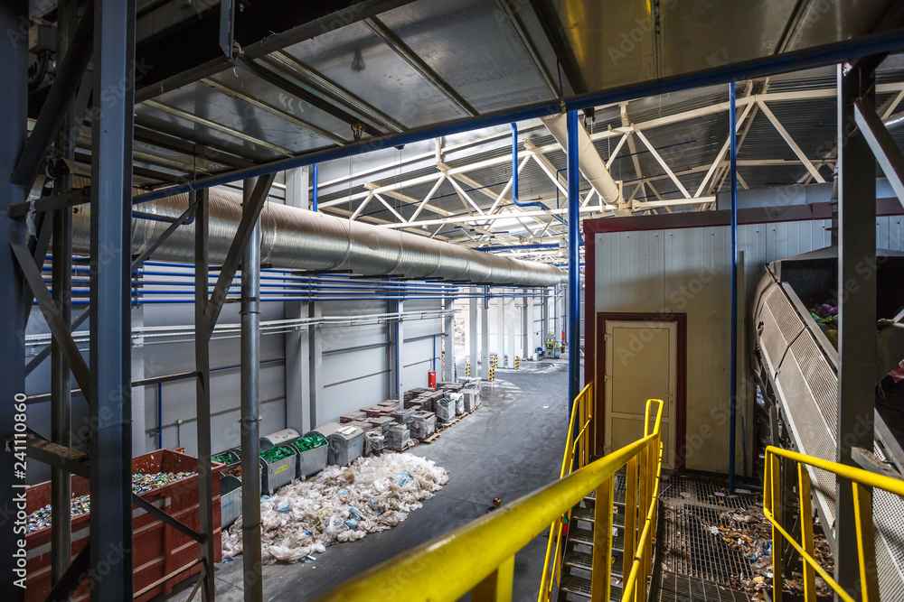 metal truss structures on modern waste recycling processing plant ...