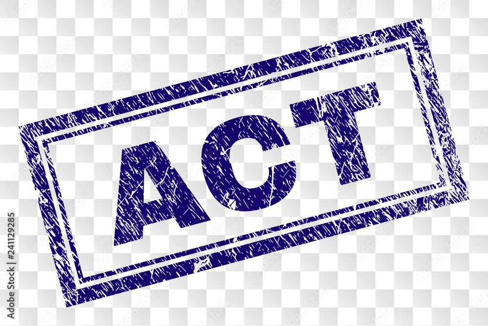 ACT stamp seal watermark with rubber print style and double framed ...