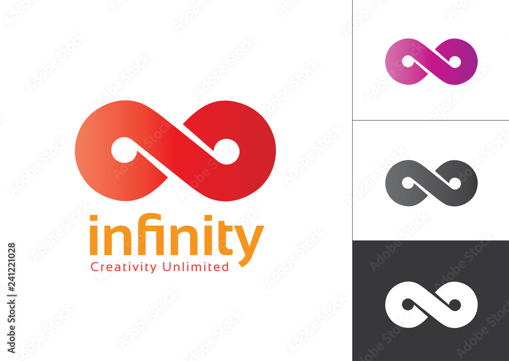 Infinity Symbol With Color gradient Red, Violet, Black and White ...