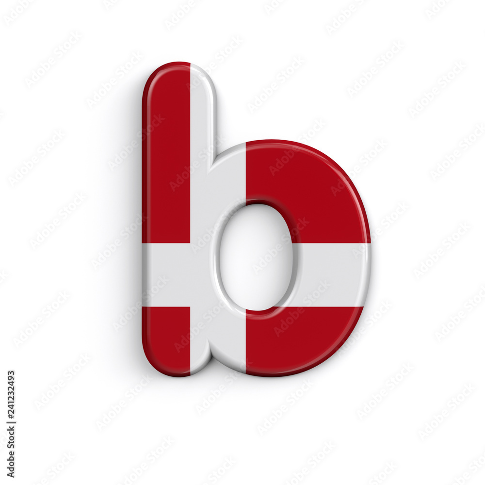 Denmark letter B - Lower-case 3d Danish flag font - Suitable for ...