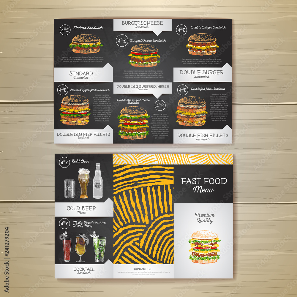 Vintage chalk drawing fast food menu. Sandwich sketch corporate ...