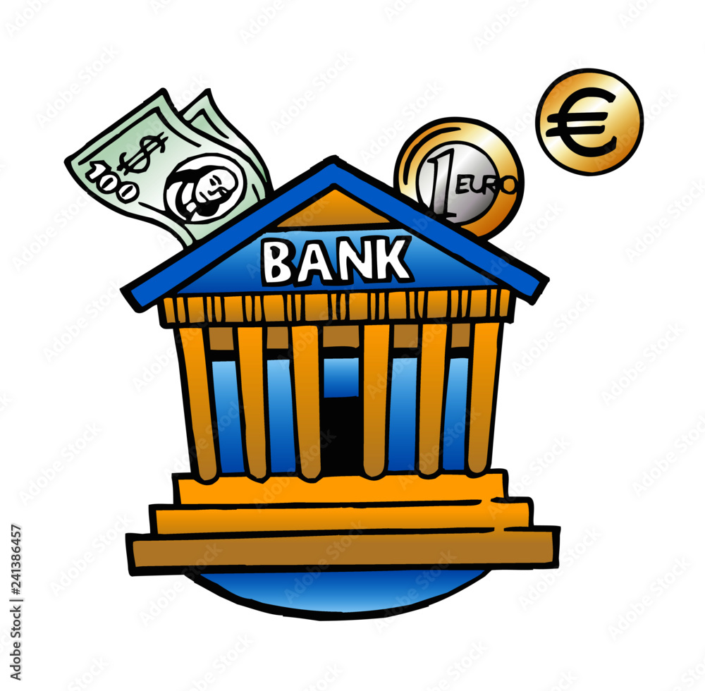 Bank house money euro dollar symbol clipart Stock Vector | Adobe Stock
