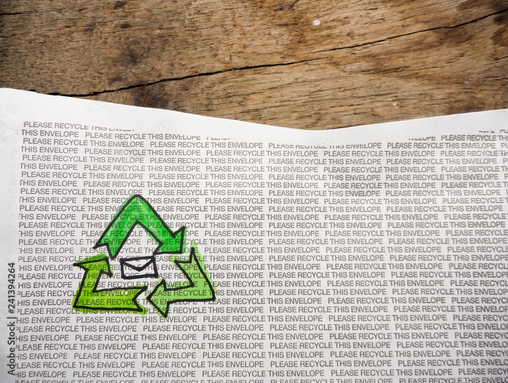 Envelope with Green Recycling Symbol on Wood Background Stock Photo ...