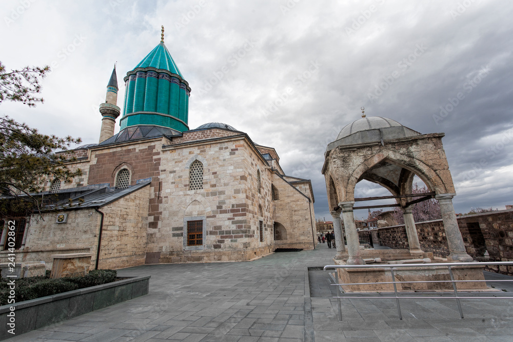Mevlana museum view in Konya, Mevlana Celaleddin-i Rumi is a sufi ...