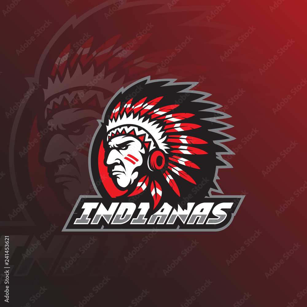 indian tribe vector logo design mascot with modern illustration concept ...