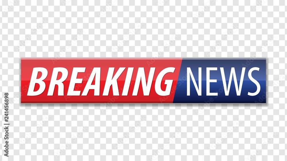 Stock-Vektorgrafik „Breaking news. Red blue banner with white text ...
