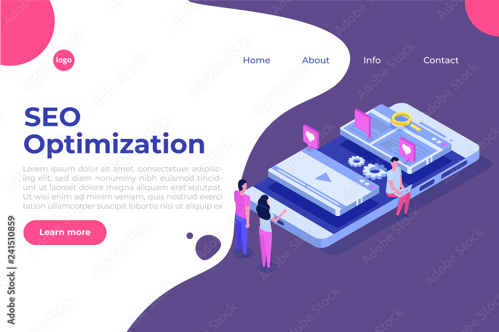 Web seo optimization illustration concept isometric. Landing page ...