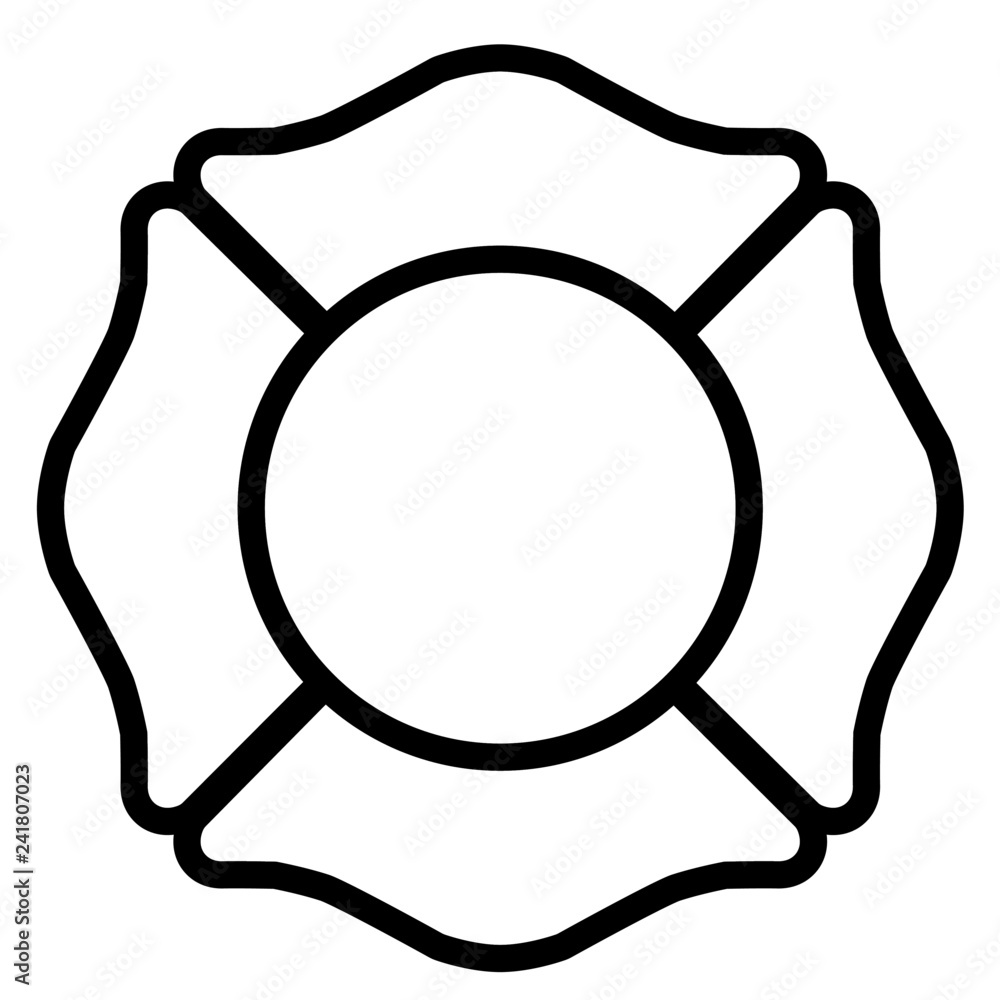 Firefighter Emblem St Florian Maltese Cross Symbol White with Black ...