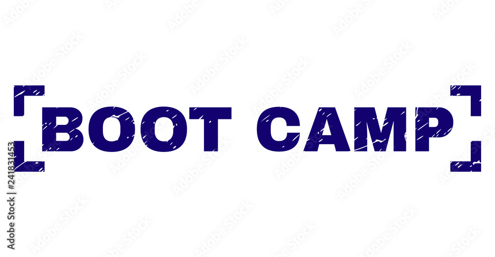 BOOT CAMP text seal print with grunge texture. Text caption is placed ...