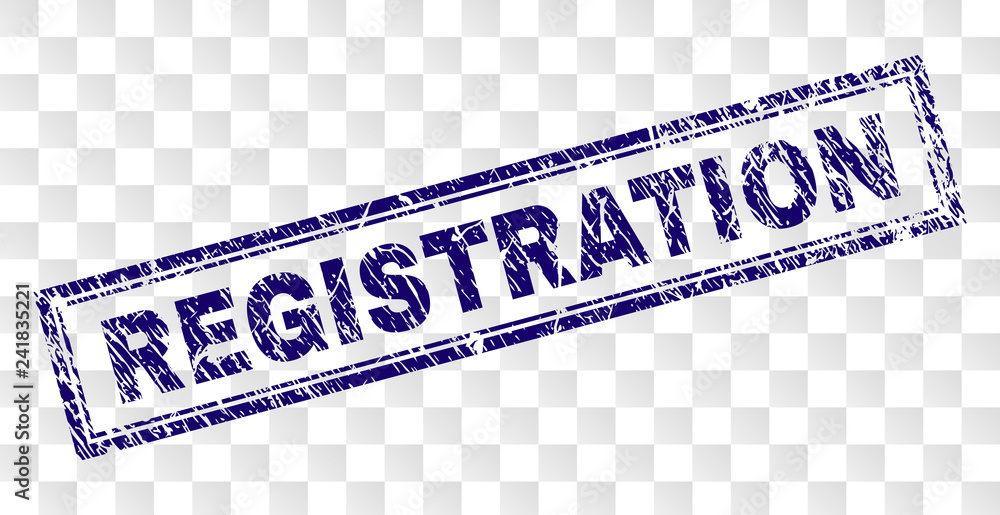 REGISTRATION stamp seal imprint with rubber print style and double ...