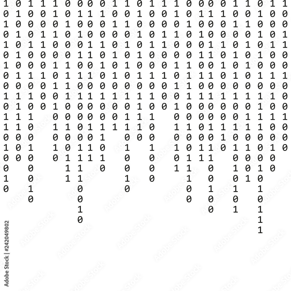 binary code zero one matrix white background. banner, pattern ...