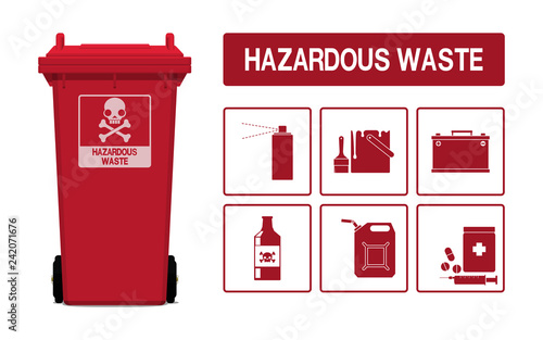 Set of hazardous waste icon on transparent background Stock Vector ...
