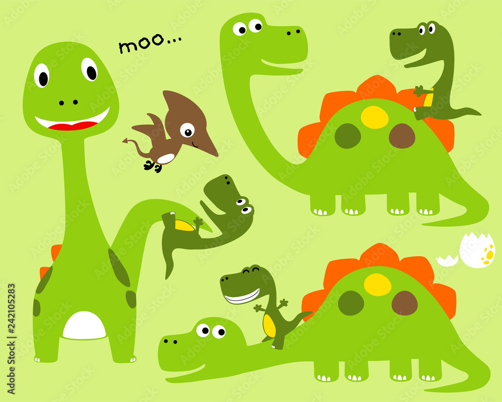 Vector set of dinosaurs cartoon Stock Vector | Adobe Stock
