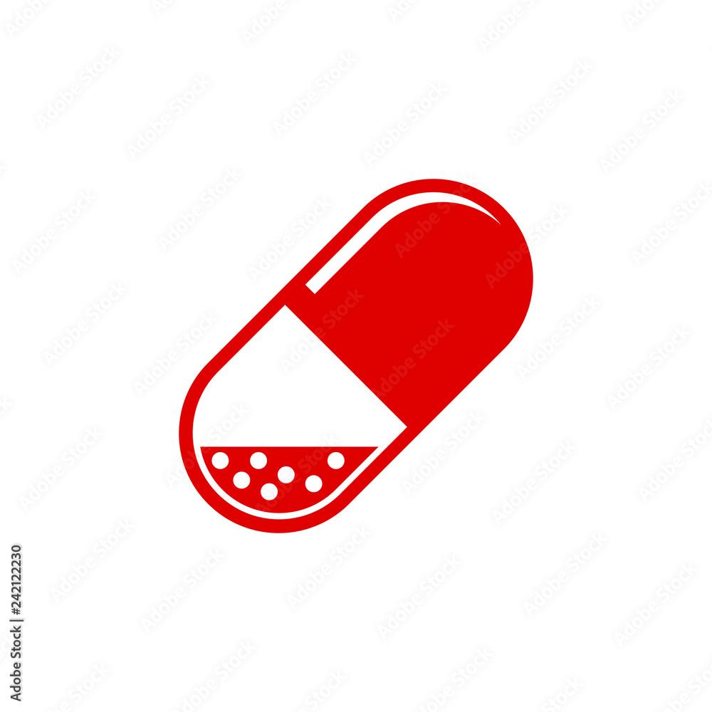 Red pill vector icon illustration isolated on white background ...