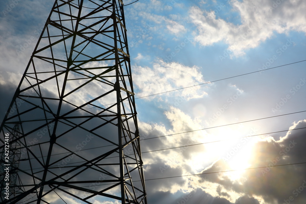 Overhead transmission of electricity through high voltage lines with ...