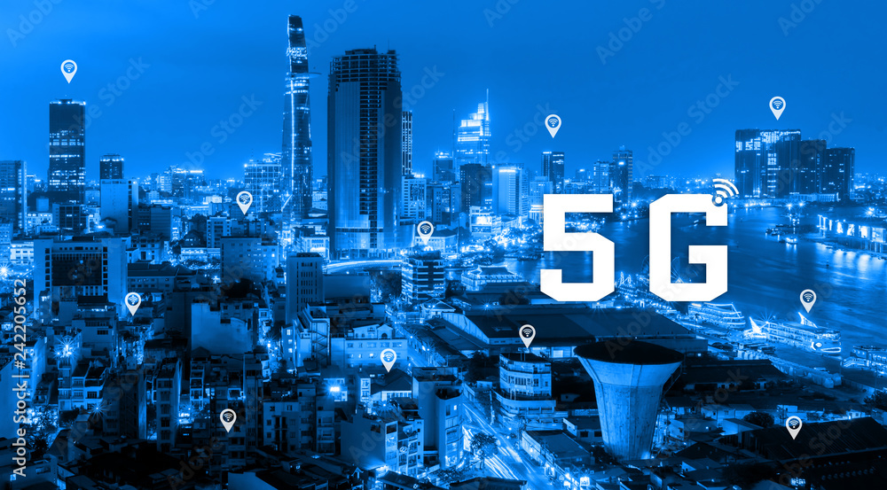 5G network wireless systems and internet of things (iot), Digital smart ...