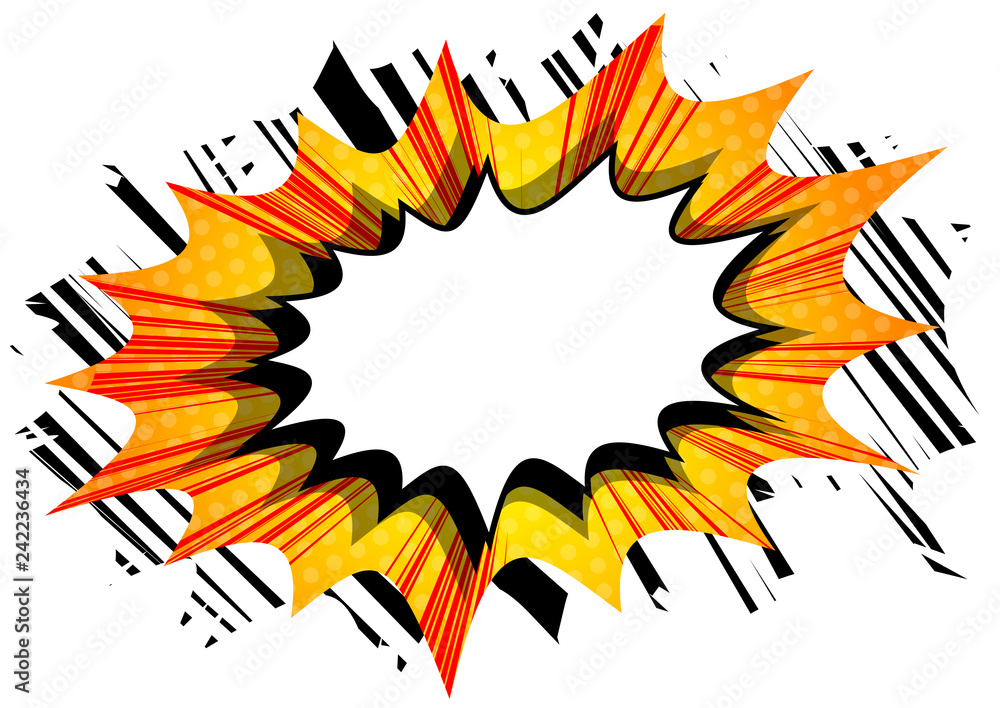 Vector illustrated retro comic book background with big blank explosion ...