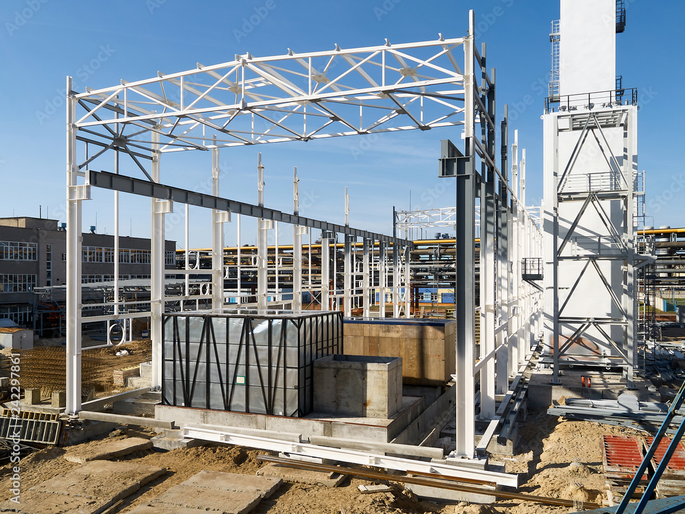 Construction site of modern chemical production in the process of ...