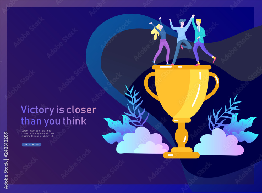 Business Team Success hold Golden winner cup, concept of people are ...