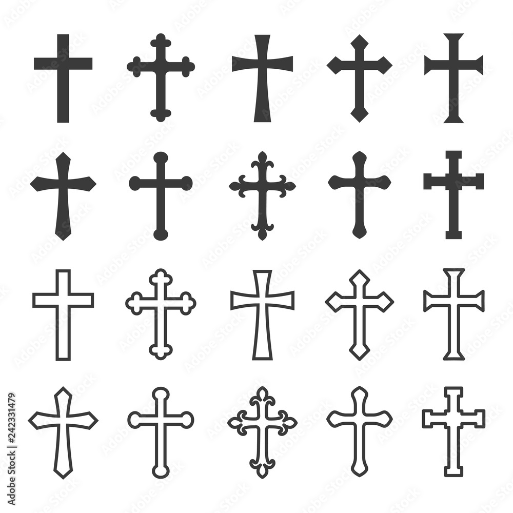 Christian cross icons filled and outlined concept design Stock Vector ...
