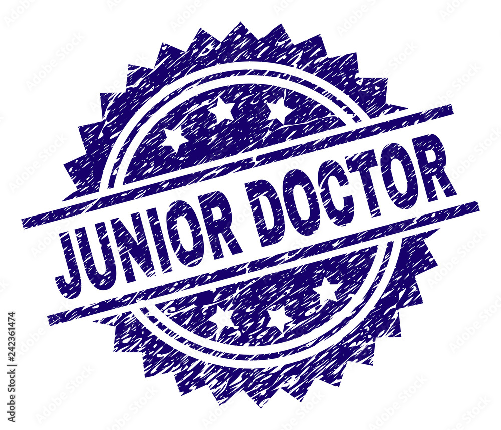 JUNIOR DOCTOR stamp seal watermark with distress style. Blue vector ...