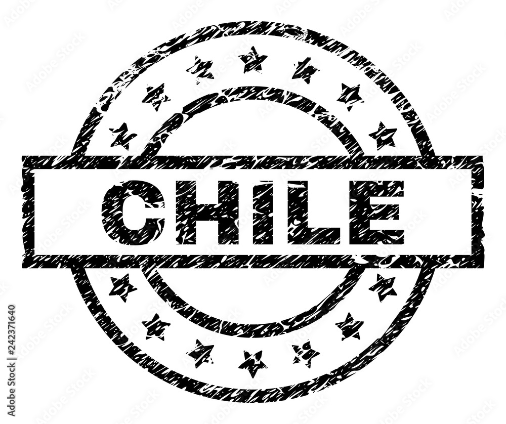 CHILE stamp seal watermark with distress style. Designed with rectangle ...