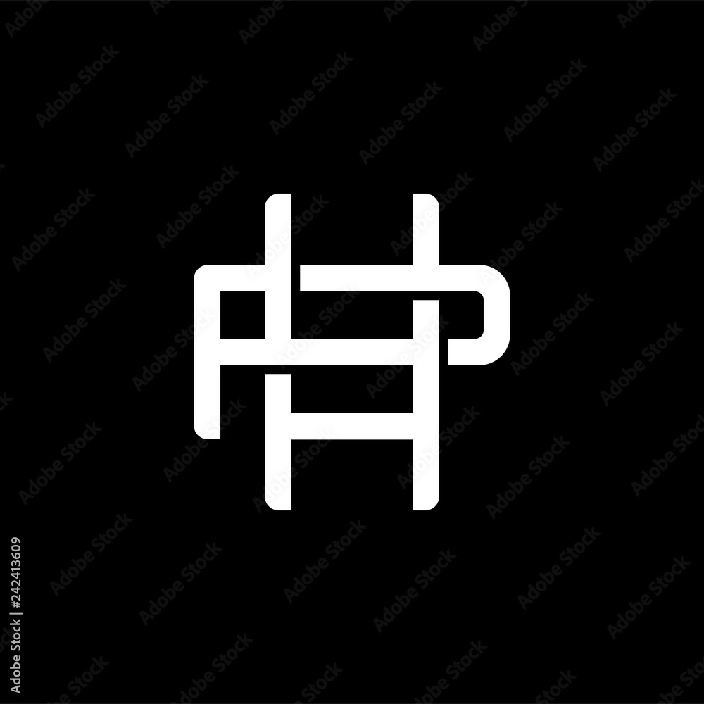 Initial letter P and H, PH, HP, overlapping interlock monogram logo ...