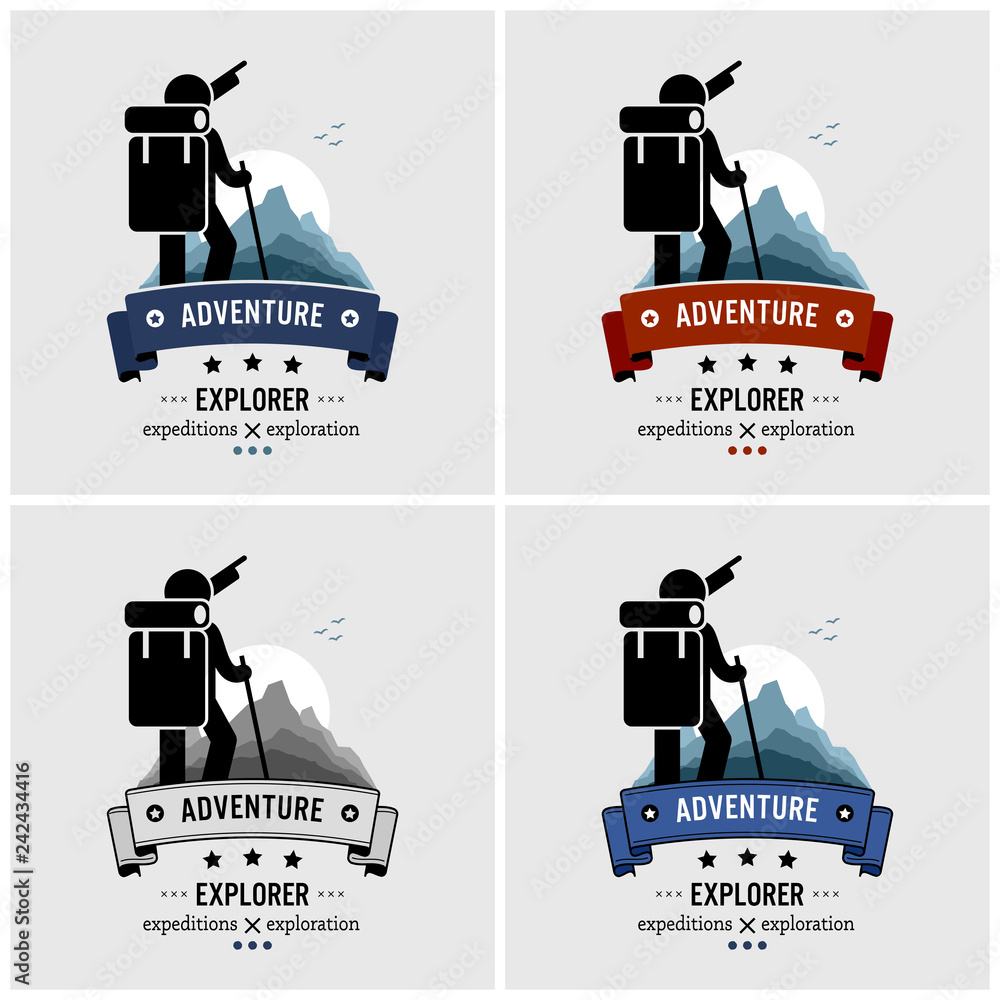 Explorer backpacker adventure logo design. Vector artwork for ...