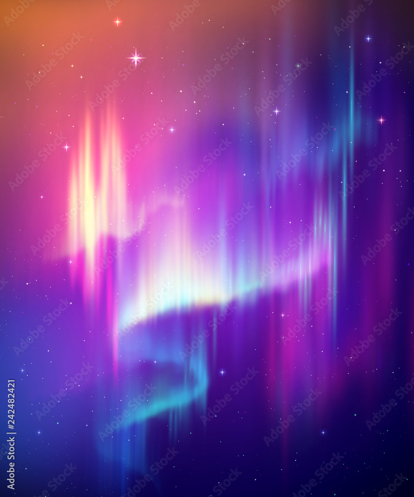 Aurora Borealis abstract background, northern lights in polar night sky ...