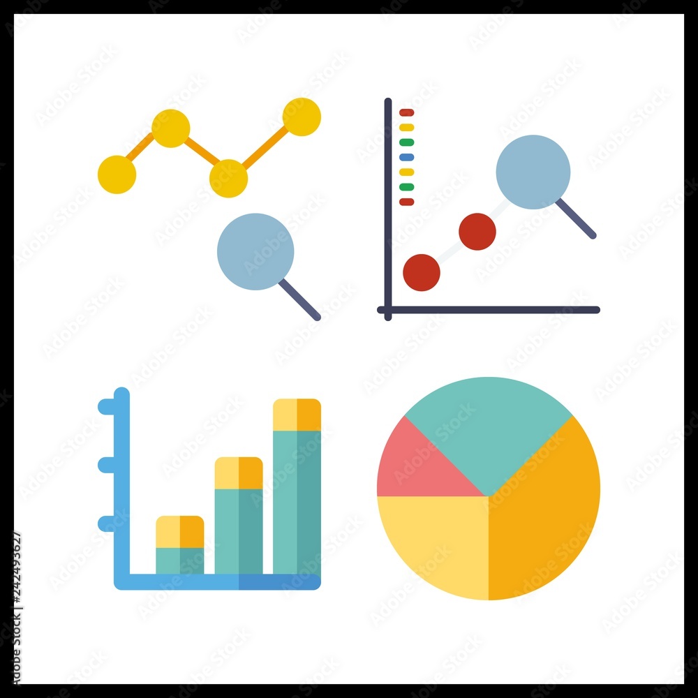 4 chart icon. Vector illustration chart set. pie chart and bar chart ...