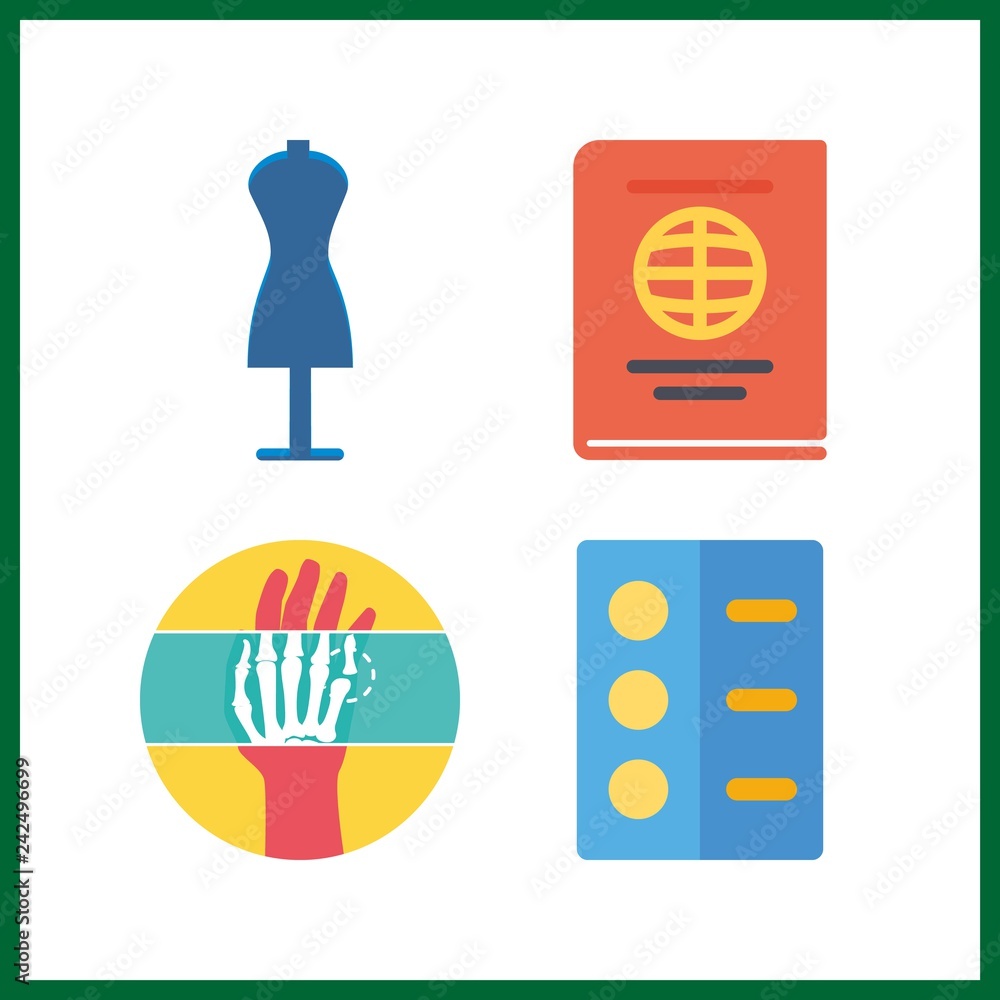 4 check icon. Vector illustration check set. shopping tolls and x ray ...