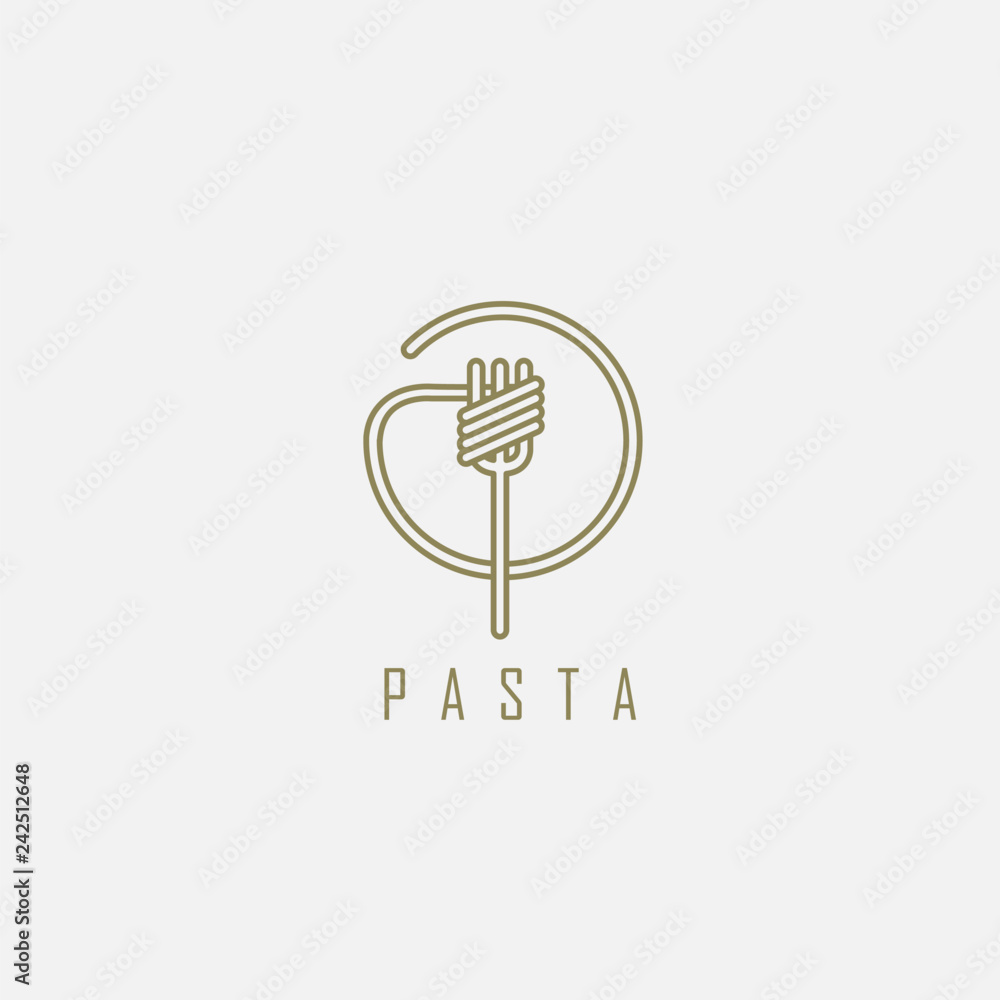 Vector icon and logo for italian pasta or noodles. Editable outline ...