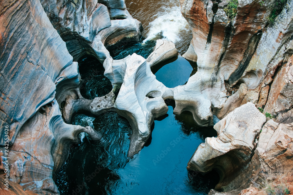 Beautiful rock pools of Bourke's Luck Potholes in South Africa, a ...