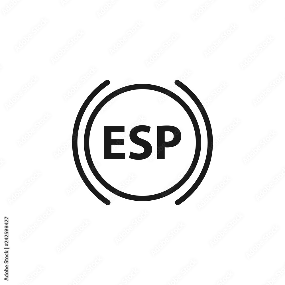 The esp icon. Electronic stabilization and car symbol. Flat design ...