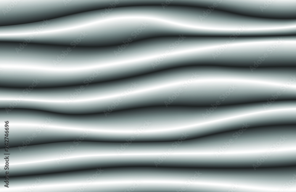 White geometric background with waves textures. 3d smooth modern black ...