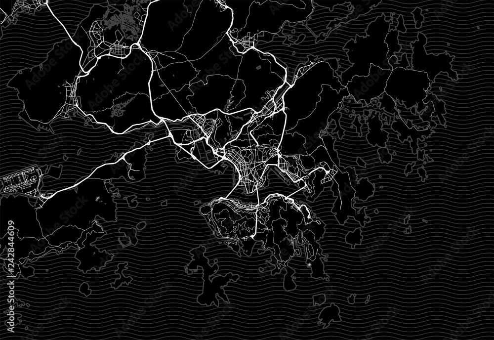 Dark area map of Hong Kong, China Stock Vector | Adobe Stock