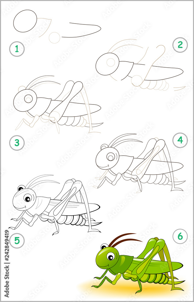 Educational page for kids shows how to learn step by step to draw a ...