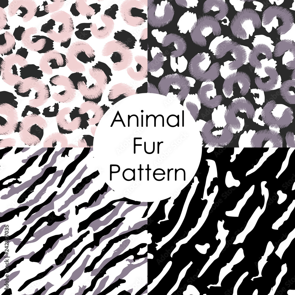 Animal fur seamless pattern. Leopard, tiger, irbis abstract skin ...