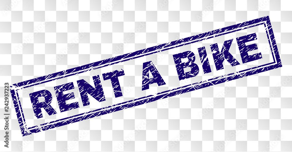 RENT A BIKE stamp seal print with rubber print style and double framed ...