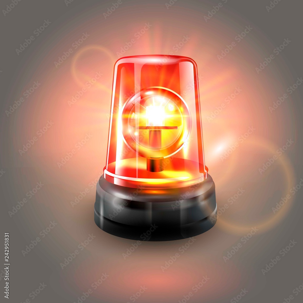 Red flashing police beacon alarm. Police light siren emergency ...