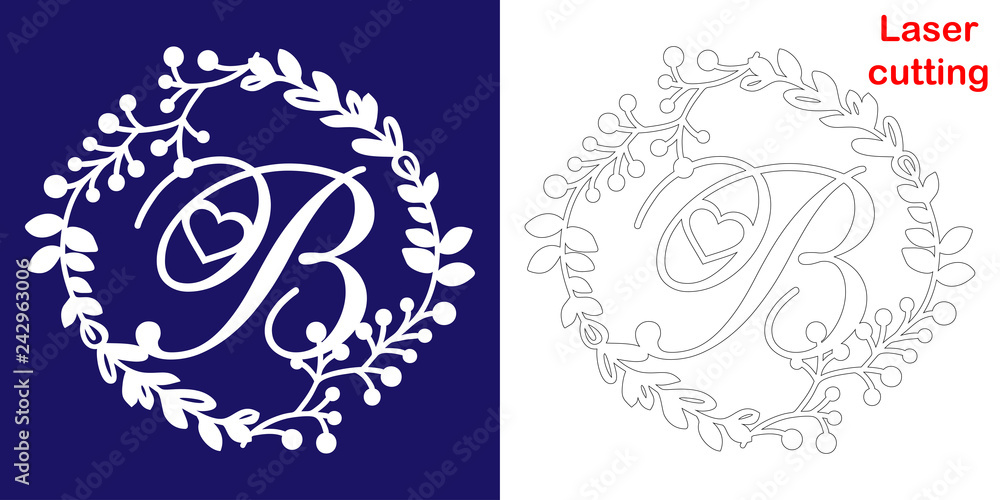 Wedding monogram for laser cutting. Letter B of the wedding decorative ...