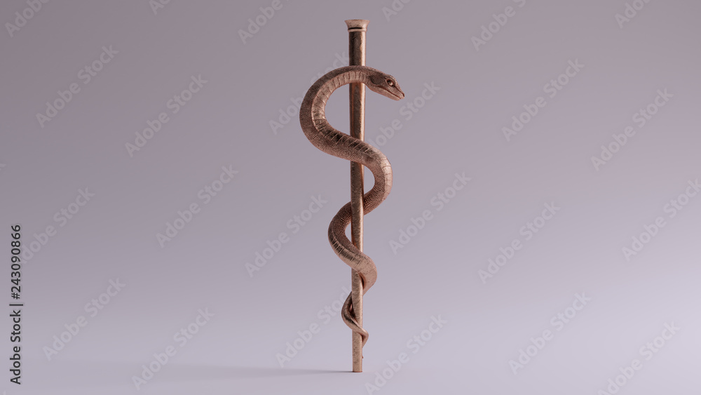 Bronze Medical Serpent Symbol Rod of Asclepius 3d illustrations Stock ...