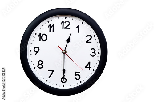 Time concept with black clock at half past noon Stock Photo | Adobe Stock
