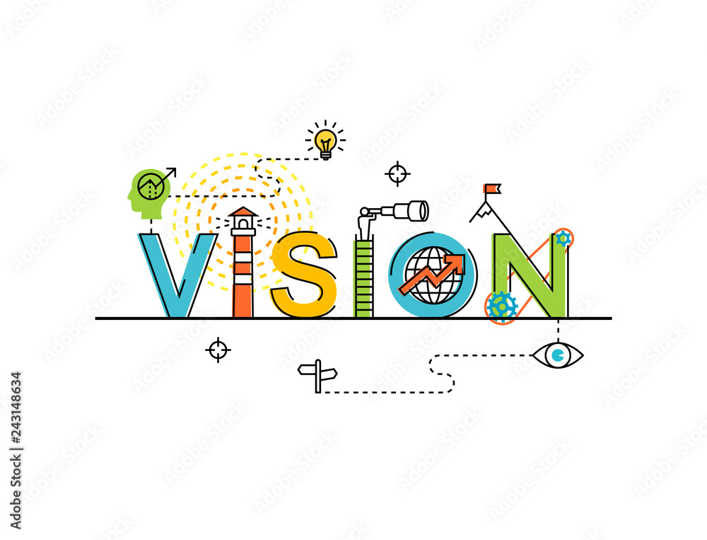 Vision Word Line Design Global Business View Stock Vector | Adobe Stock