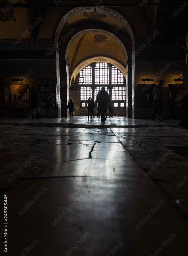 Reflection of light from the window of the floor in the temple of Aya ...